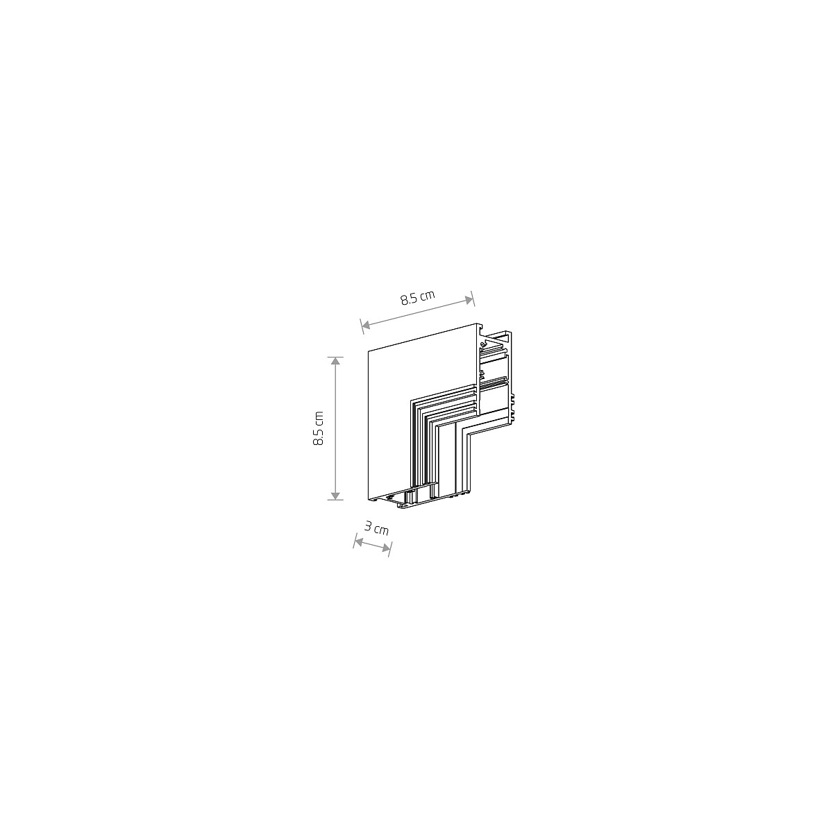 Recessed inside, corner connector for LVM track light system